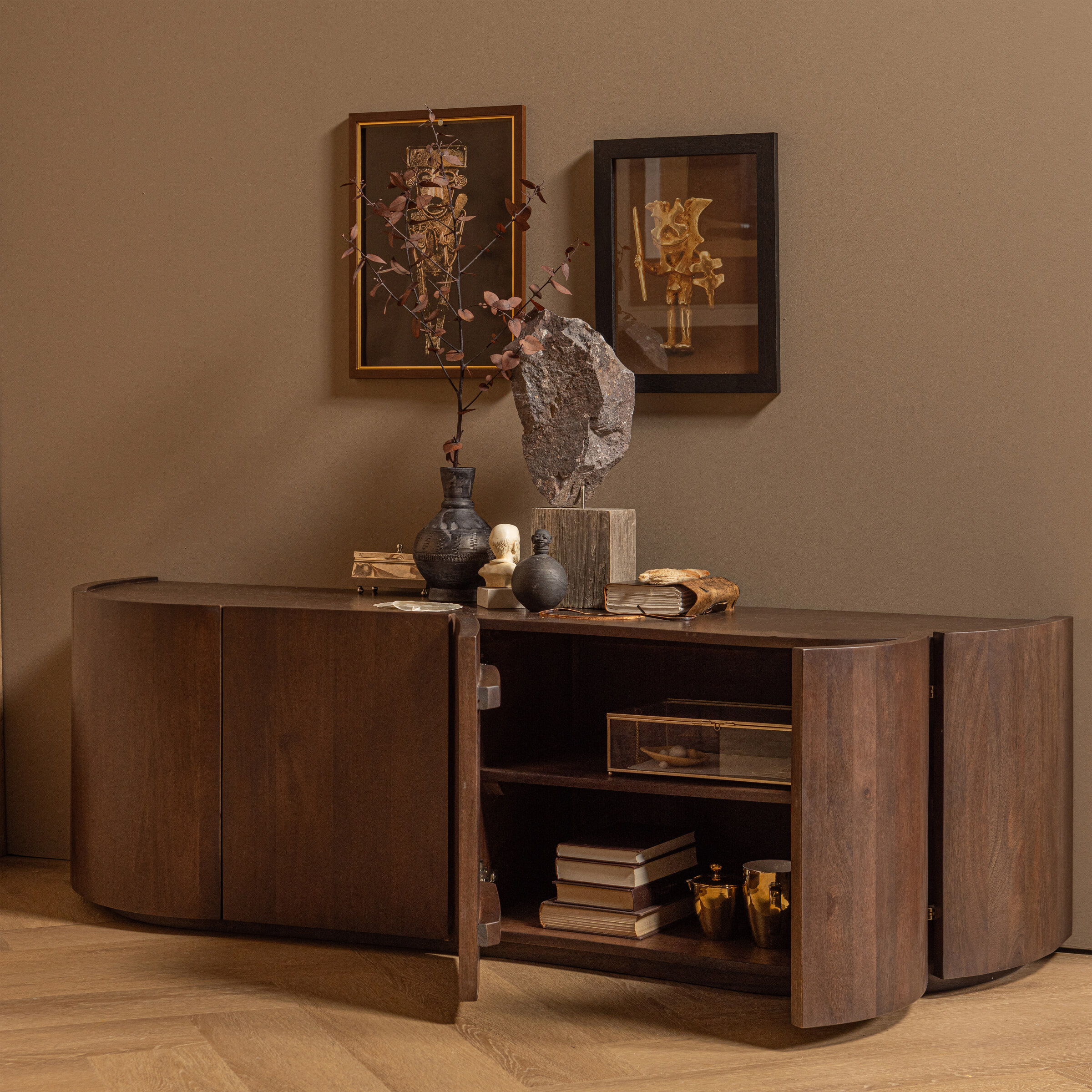 WOOOD Dressoir Sense Mangohout, 160cm - Walnoot - Japandi - BePureHome ...