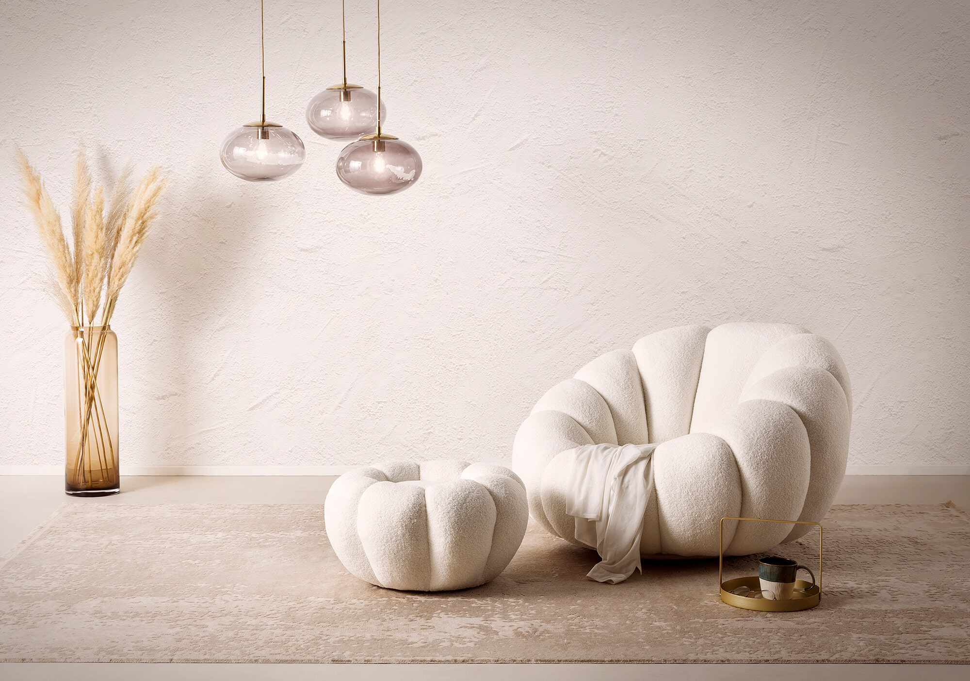 Artistiq Fauteuil Dontavis Teddy incl. poef - Wit - Artistiq Living ...