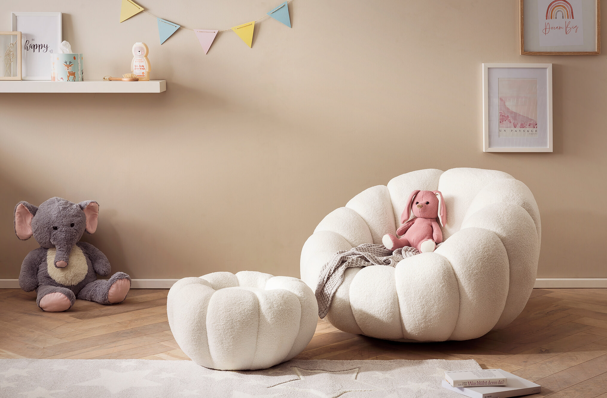 Artistiq Fauteuil Dontavis Teddy incl. poef - Wit - Artistiq Living ...