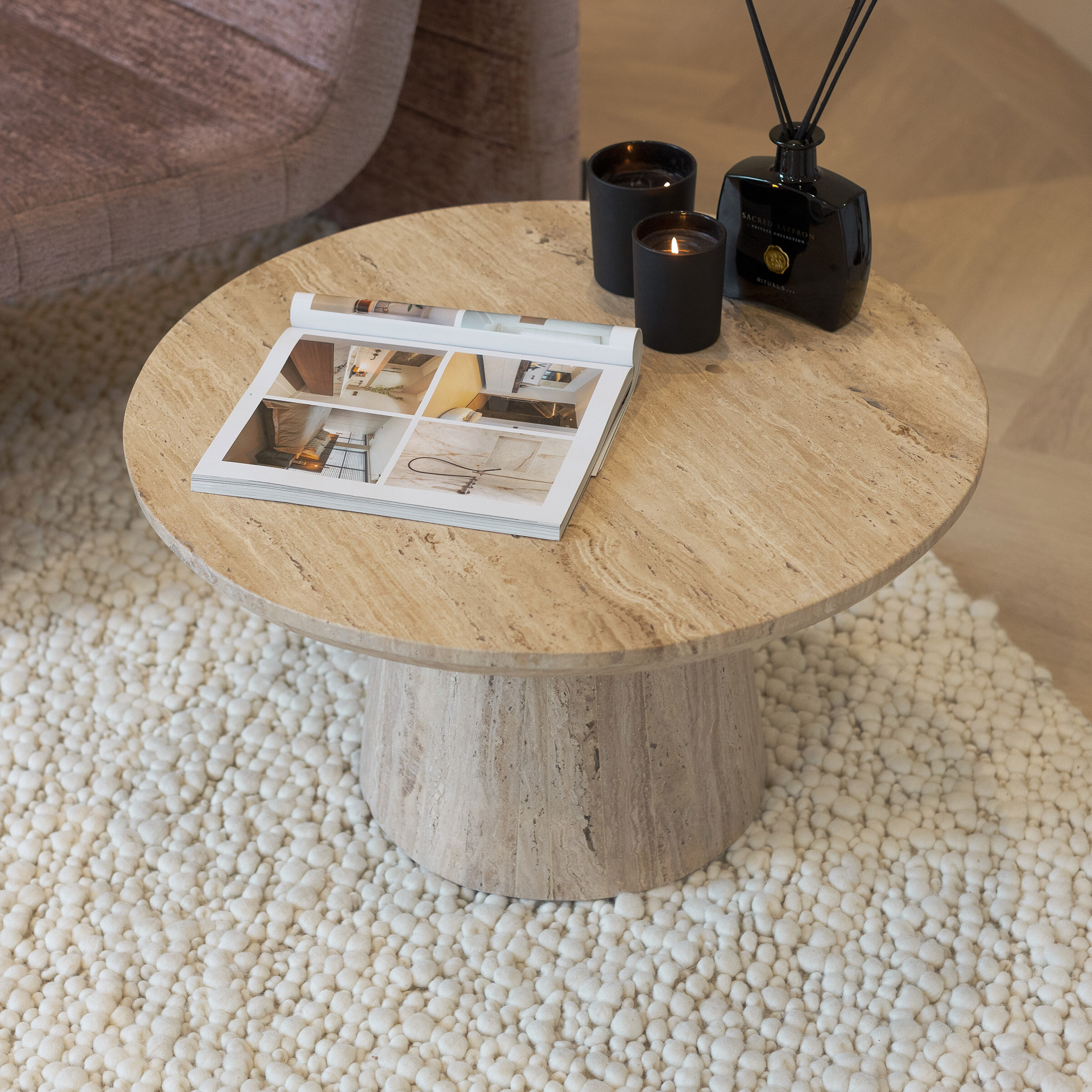 Sohome Ronde Salontafel Rachelle Travertin, 70cm - Japandi - SH0520 ...