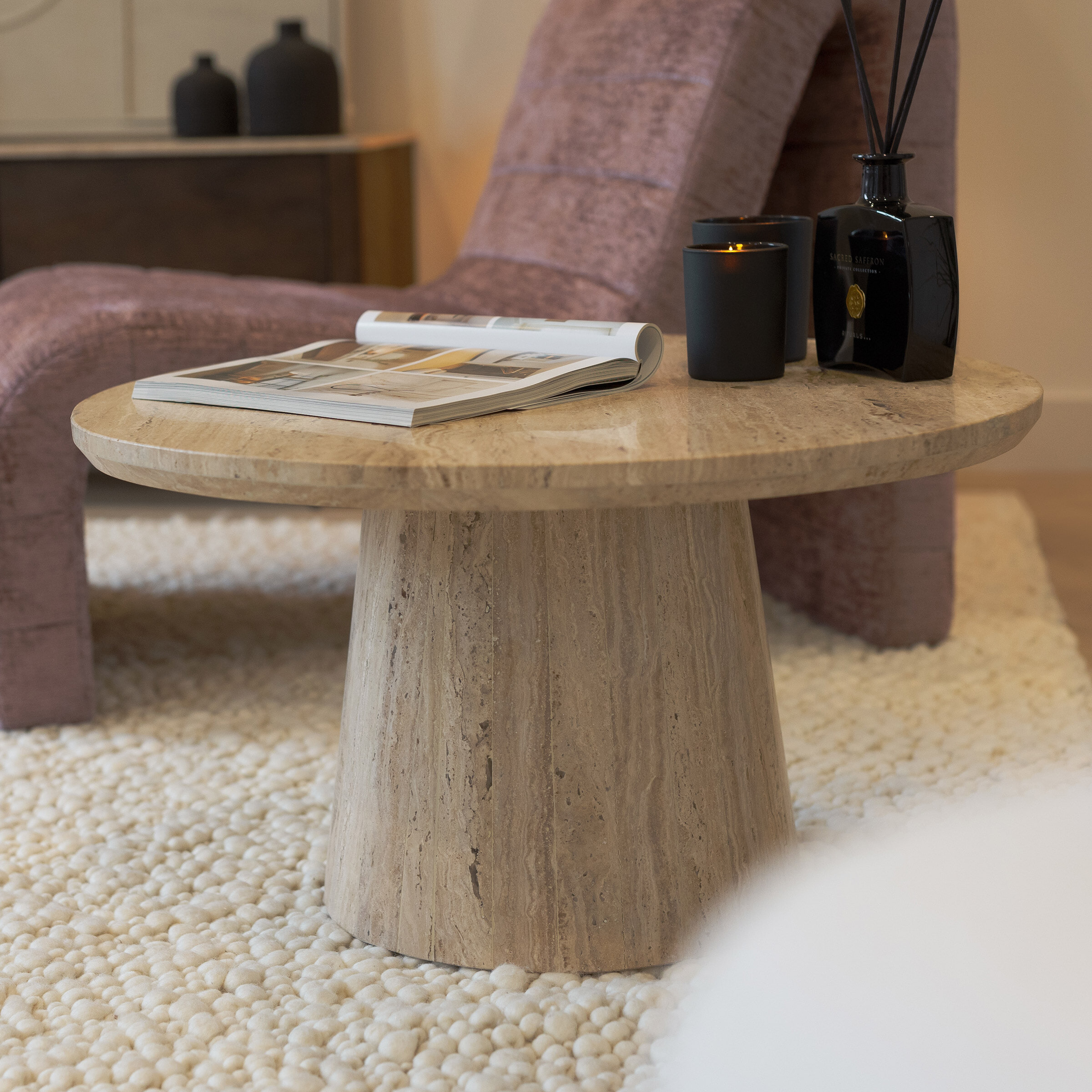 Sohome Ronde Salontafel Rachelle Travertin, 70cm - Japandi - SH0520 ...